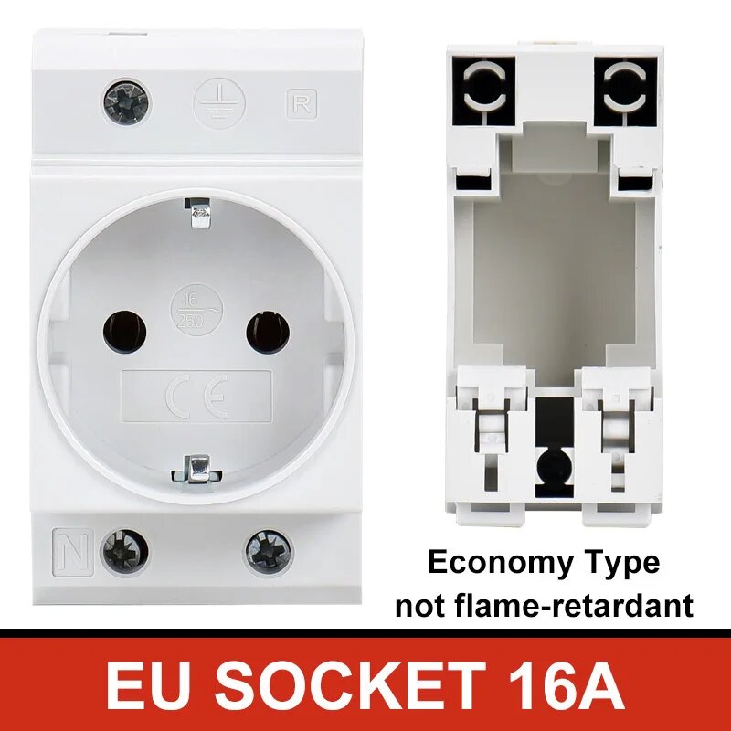 Стандартная модульная розетка DIN-рейка 16А 25А 250В 16A EU Socket JJK