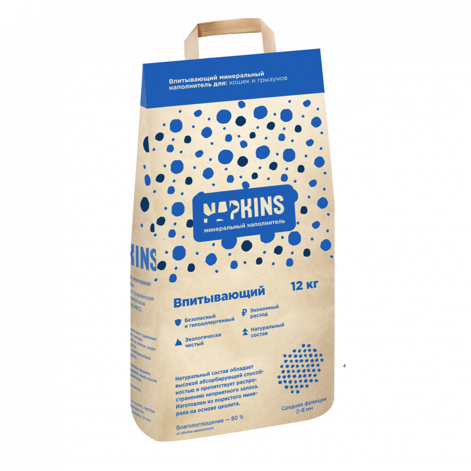 Napkins Впитывающий наполнитель для кошек (средняя фракция) (12 кг)