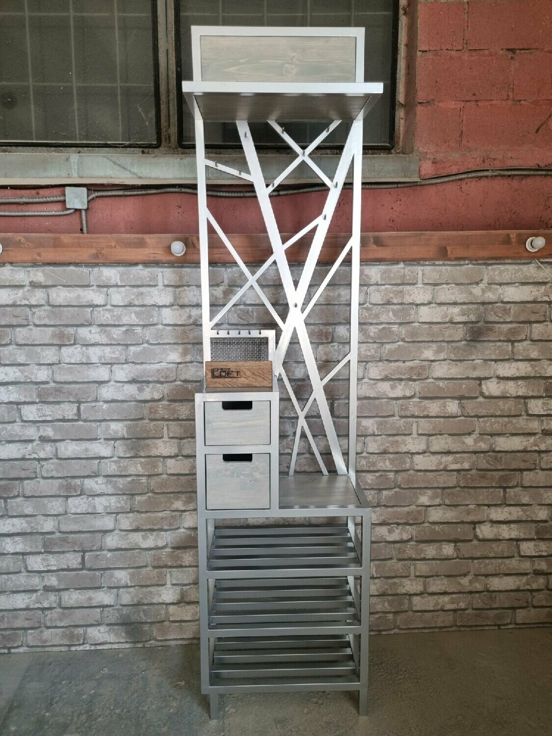 Гардеробная "EasyLOFT" в стиле лофт, вешалка, для дома и дачи, в прихожую, 60х35х205 см.