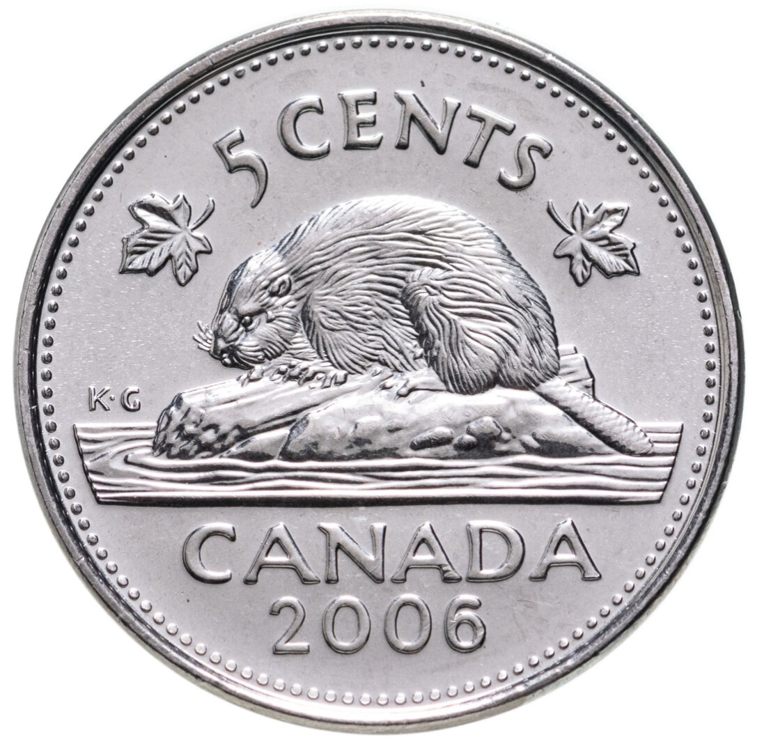 Канада 5 центов монета бобр 2003-2015 год.
