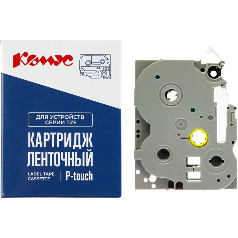 Картридж Комус TZE-941 для принтера этикеток Brother 18 мм х 8 м цвет ленты металлизированный шрифт черный, 1944181
