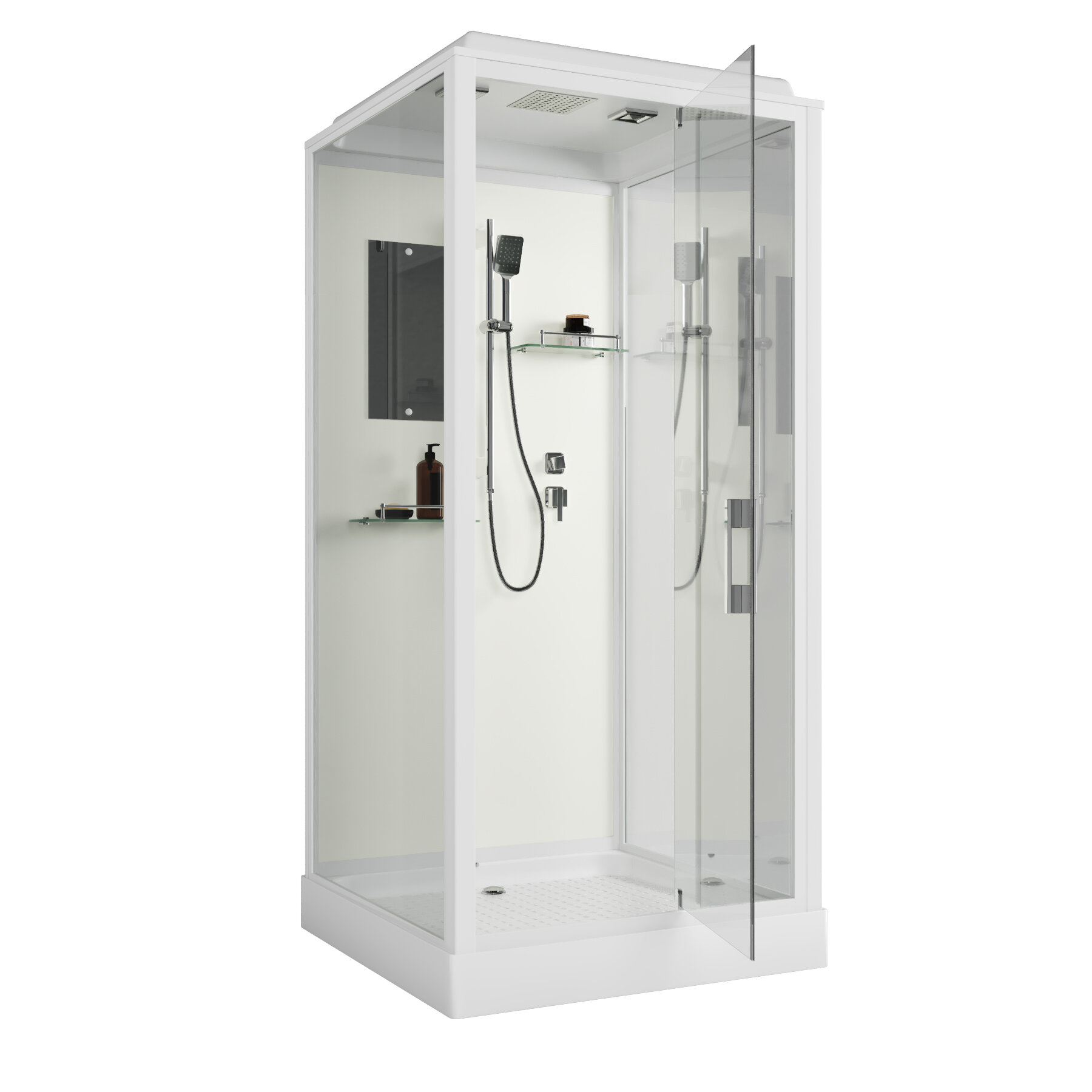 Душевая кабина Niagara Standart ST80/15Q (80х80х215) квадрат, поддон 15см, распашная, проф. белый,3 места