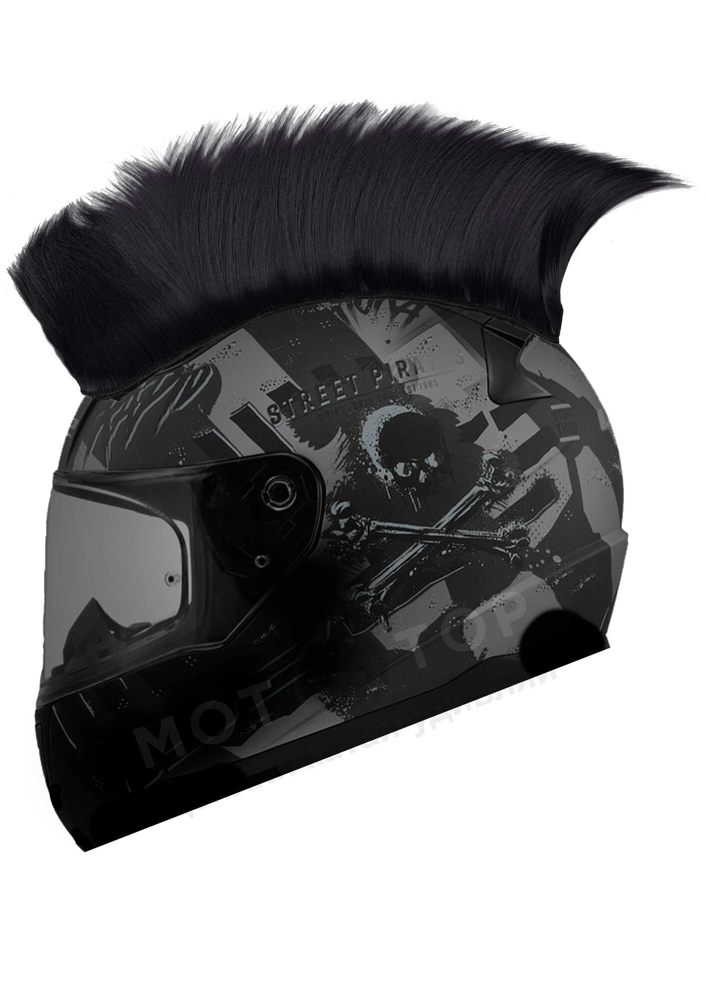 Ирокез мототор, для шлема, на клейкой ленте, цвет черный, размер 4х31 см