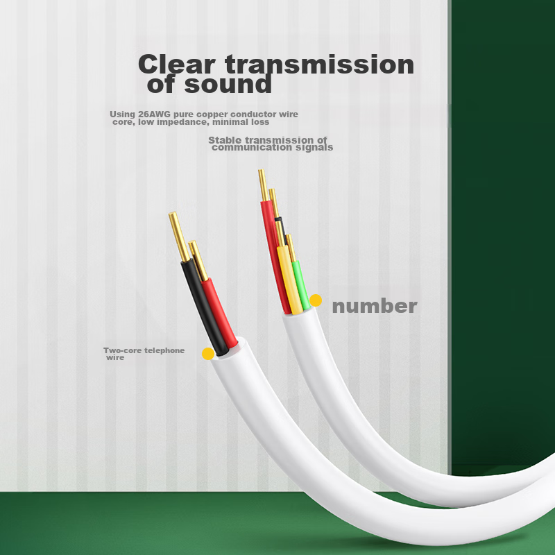 Lulian 2-Core Pure Copper Telephone Cable, RJ11 Engineering And Home Installation Voice Telephone Line, Suitable for Landline Telephone Handset Connection Cable, 100 Meters, 80103