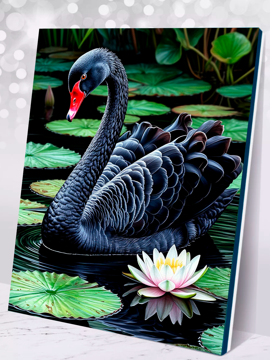 Картина на стену для интерьера "Черный лебедь" 40х50 см, холст на подрамнике, InterHobby