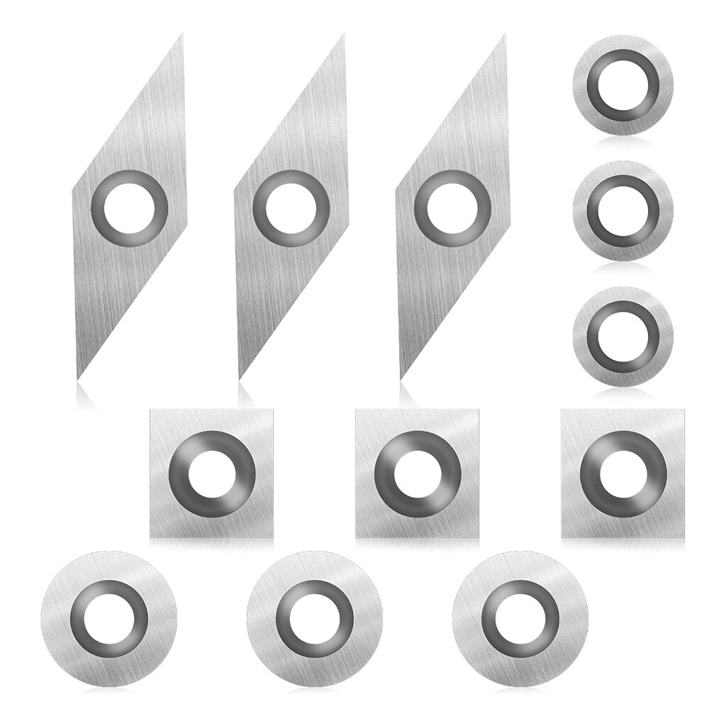 Набор из 12 твердосплавных фрез для токарного станка по дереву, квадрат 11 мм + круг 12 мм 8,9 мм 30x10 мм