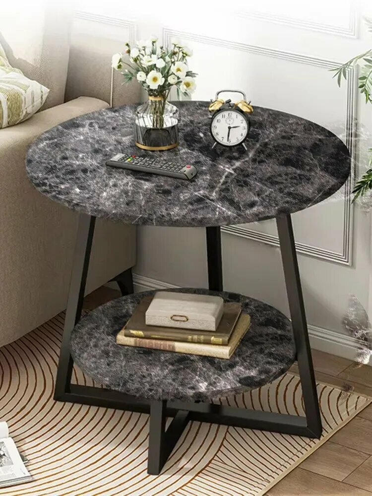 Столик журнальный "Лофт", металл/ДПК, круглый, устойчивый, серый