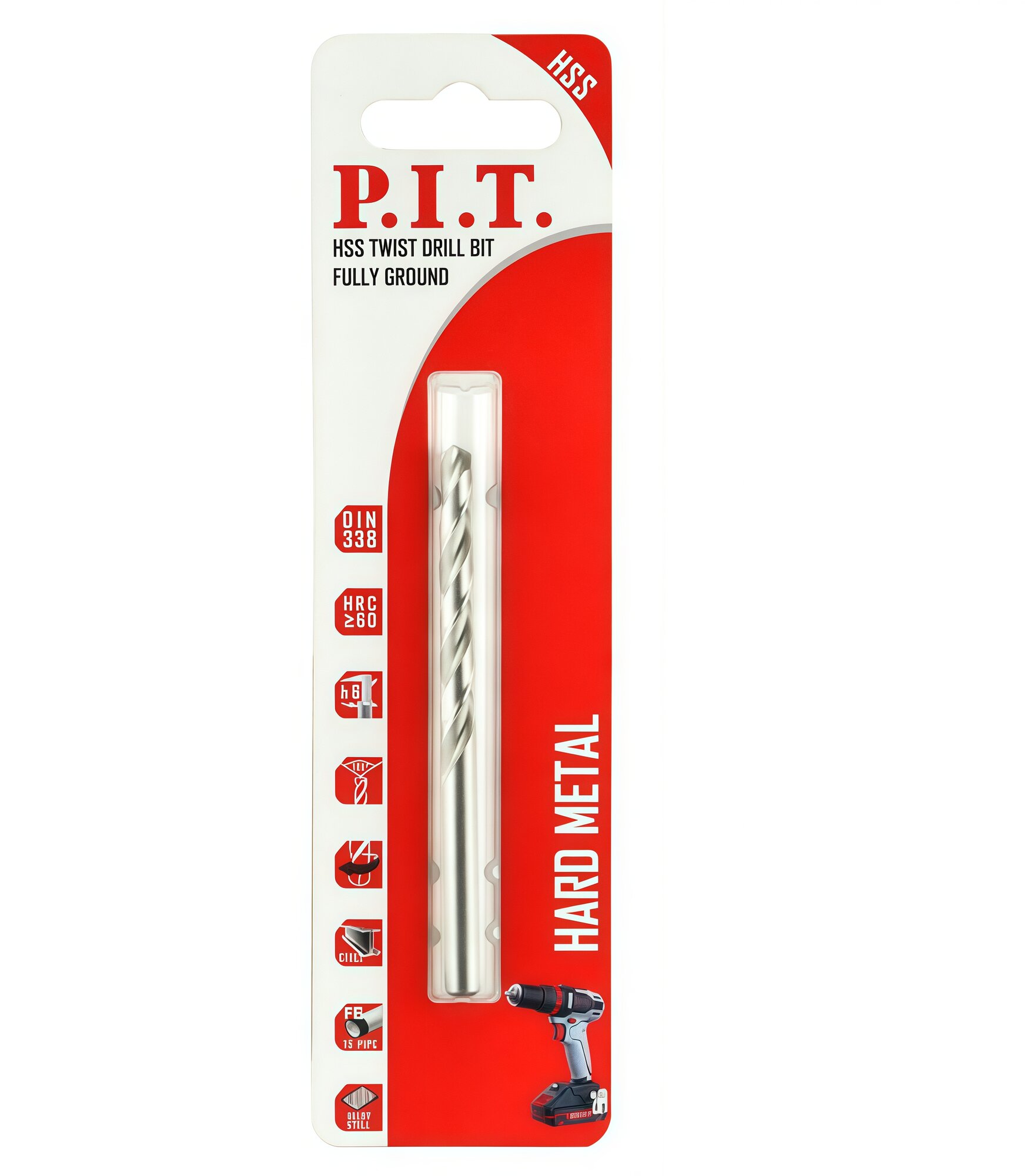 Сверло P.I.T AMED15-0402, по металлу, винтовое, хвостовик цилиндрический, 4,2 x 75 мм