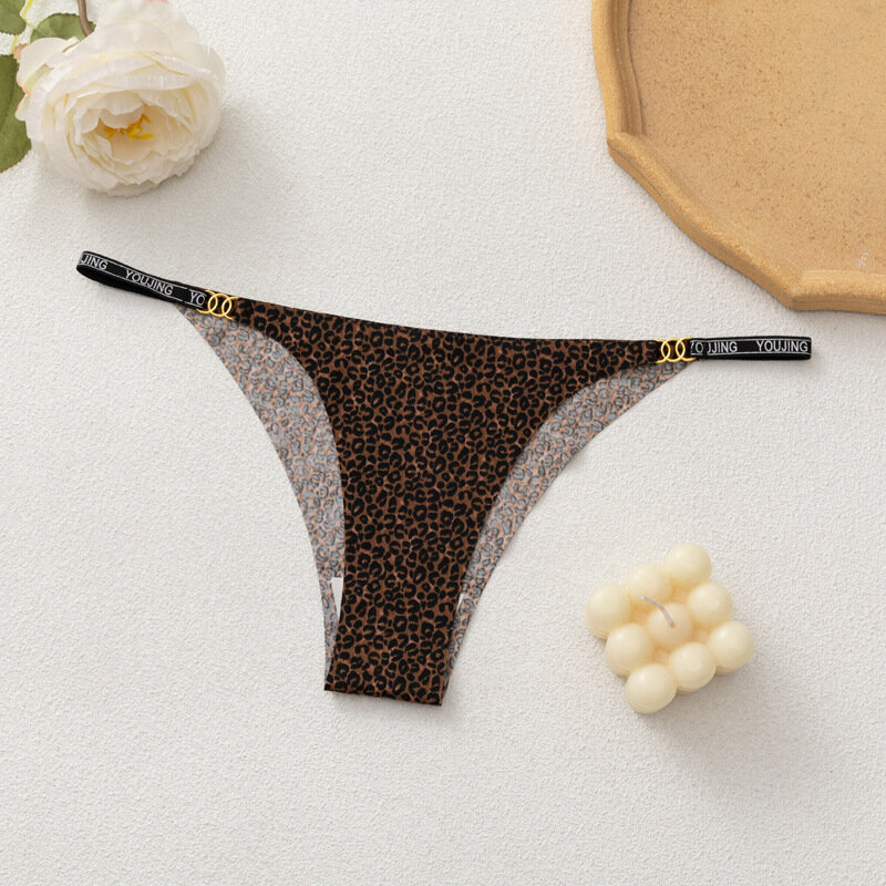 Сексуальное европейско - американское бесшовное женское нижнее белье, ледяной шелк, чистое желание, сексуальные леопардовые тонкие плечевые ремни, чистые хлопковые ягодицы.
