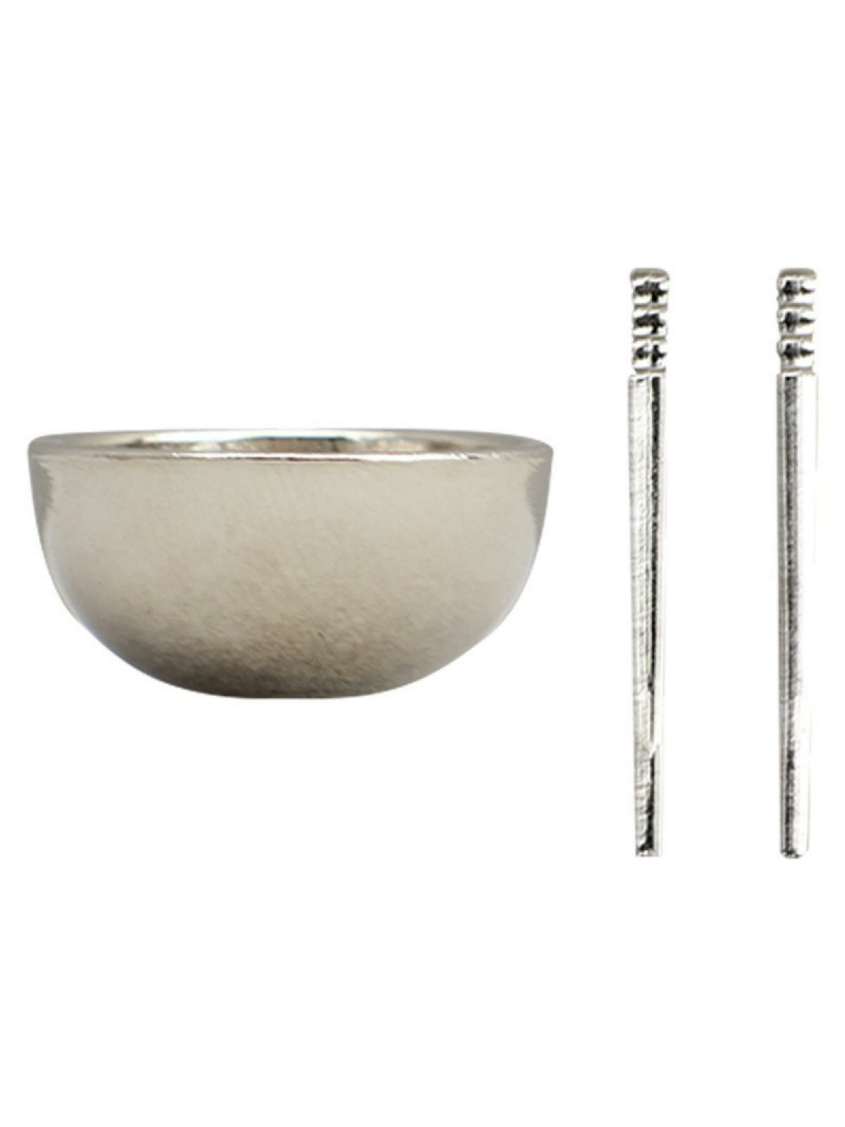 Набор миниатюрной посуды для кукольного домика 1/12 Модель чаши и палочек для еды из сплава