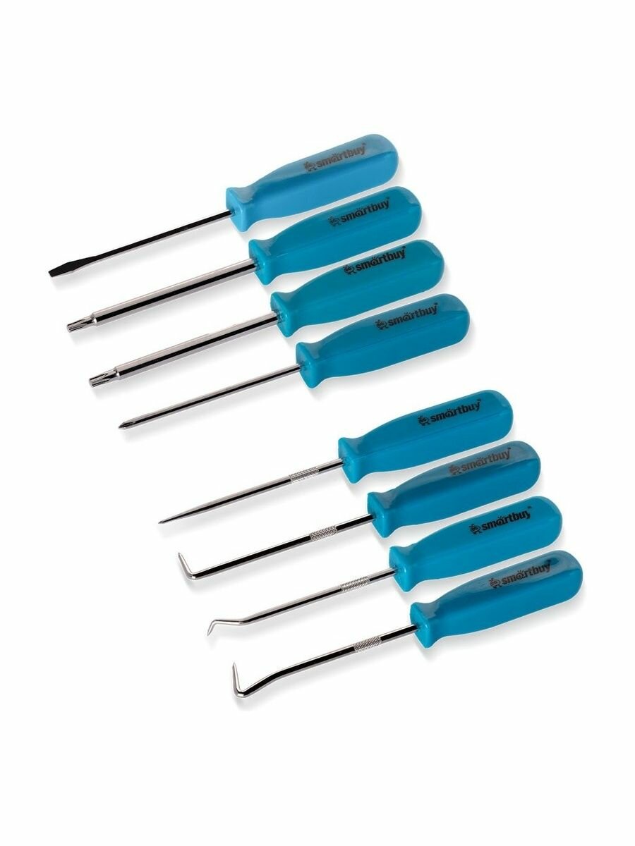 Набор крючков и отверток, 8 шт, 0/45/90/135 град, D3x135мм, 4 отвертки, в кейсе, Smartbuy tools