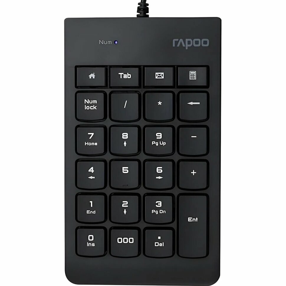 Клавиатура RAPOO проводная, цифровая K10 - черный, 2096726