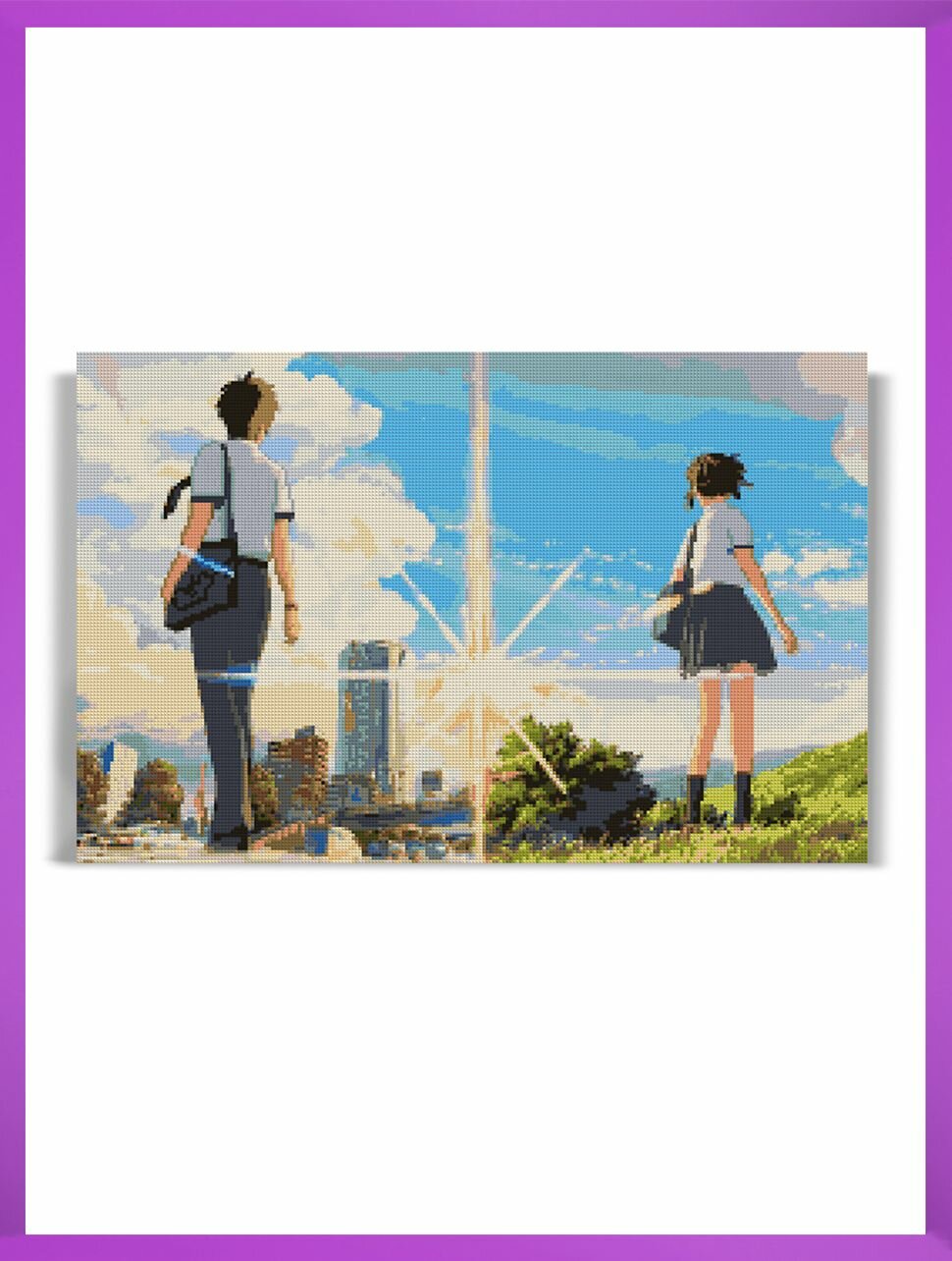 Алмазная мозаика на подрамнике - вышивка Аниме Твое Имя 40 х 60 см