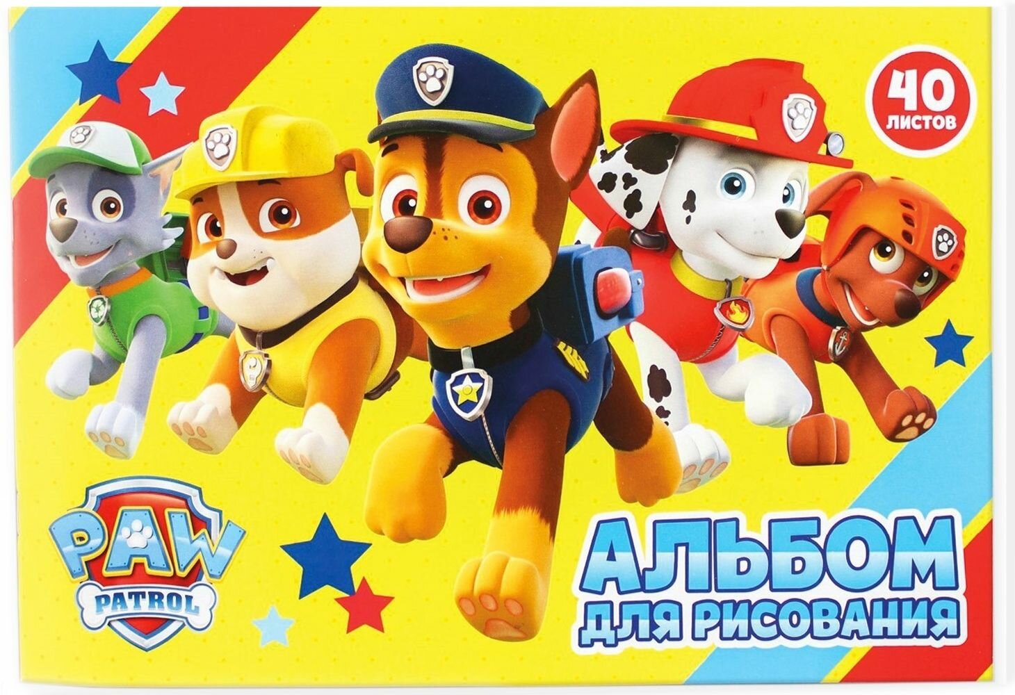 Альбом детский для рисования "Щенячий патруль", формат А4, 40 листов на скрепке, плотность бумаги 100 г/м2, обложка мелованный картон