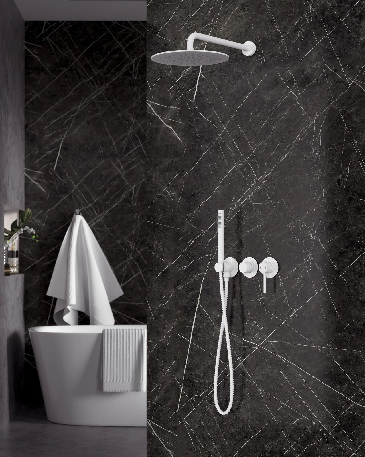 Душевая система Timo Saona SX-2349/16SM скрытого монтажа, белый матовый