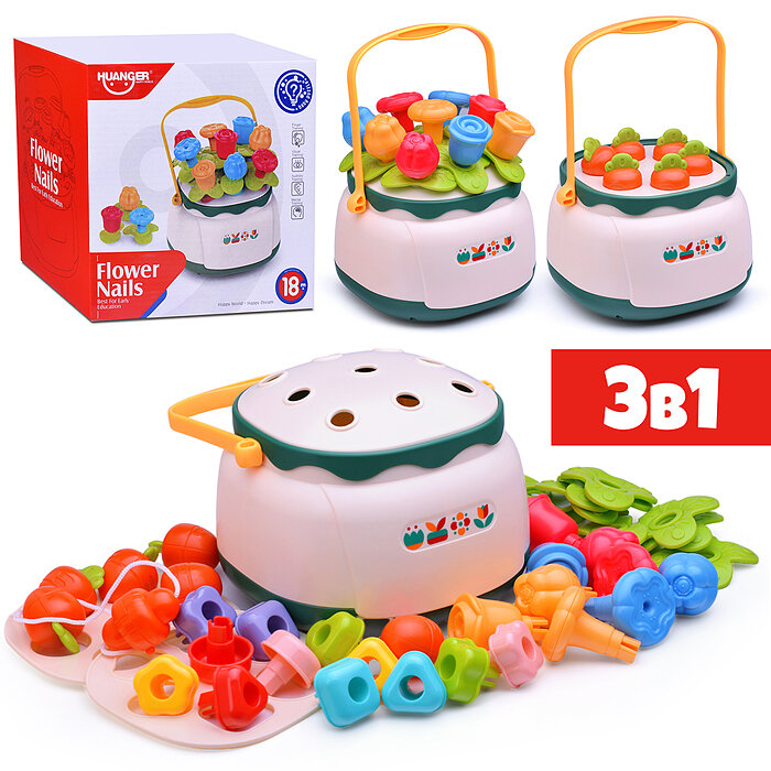 Развивающая игрушка HE8078 "Сортер-цветочки" 17,5 х 17,5 х 25 см. , в коробке