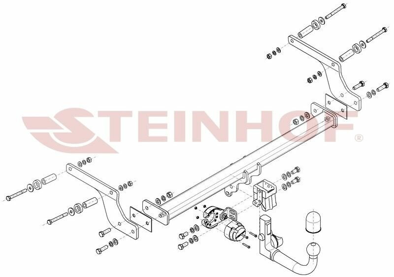 Фаркоп на Renault Duster 2 2021-2022, Dacia Duster III 2/4WD 2018- без снятия и подрезки бампера (паспорт и сертификат в комплекте)(без электрики) Steinhof. D-017