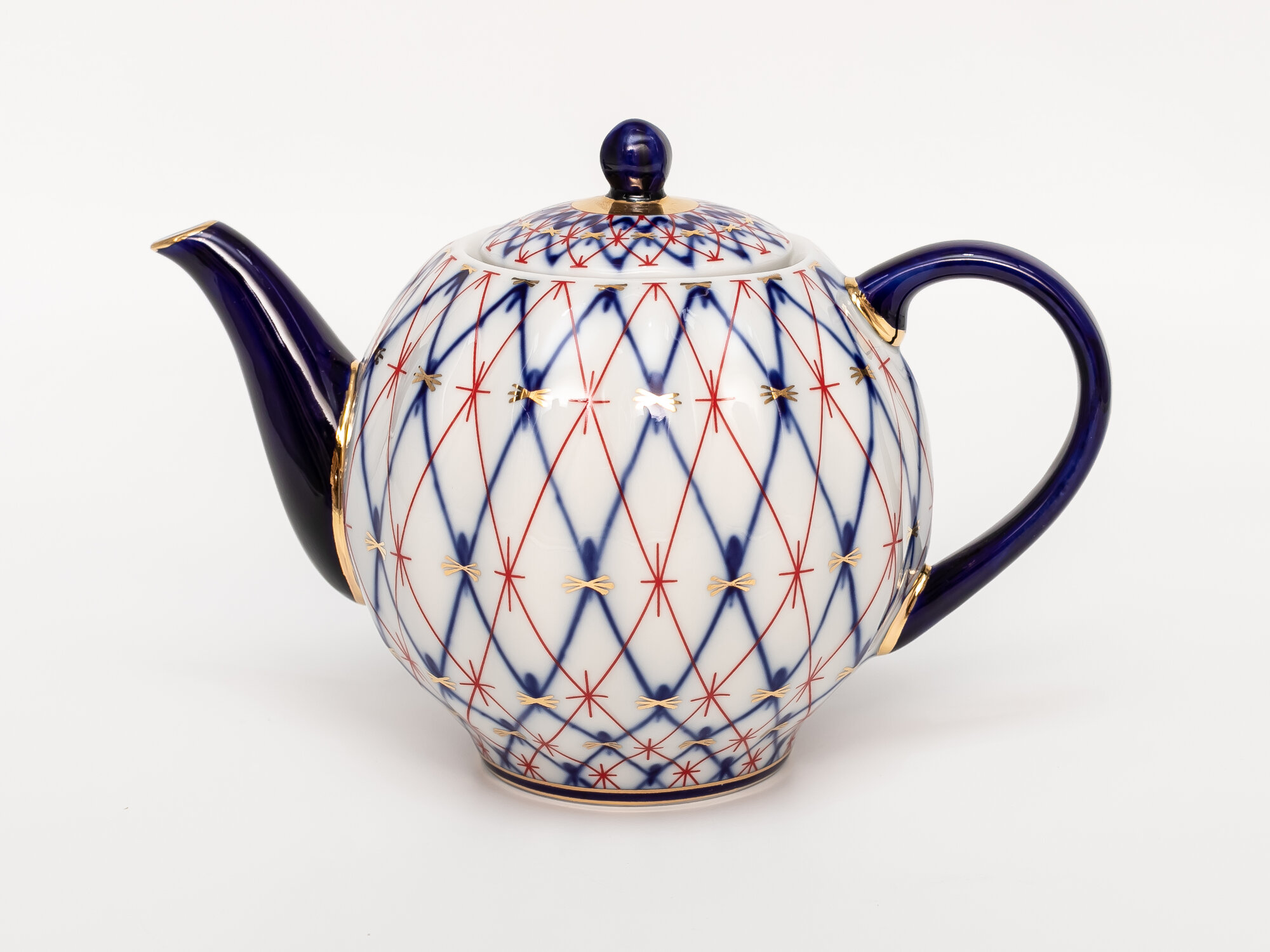 Чайник заварочный 600 мл. Форма "Тюльпан", рисунок "Сетка 1950". Императорский фарфоровый завод ИФЗ. Фарфор.