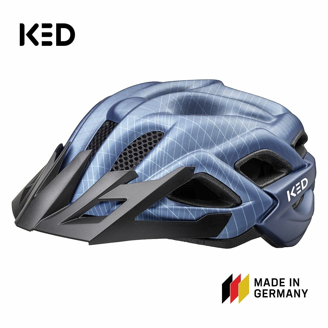 Шлем детский защитный для велосипеда, роликов, самоката, скейтборда, спортивный синий велошлем для детей KED Status Junior Petrol blue matt, размер M (52-59)