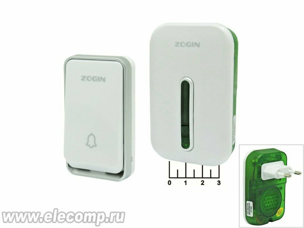 Звонок 220V беспроводной + кинетическая кнопка Zogin