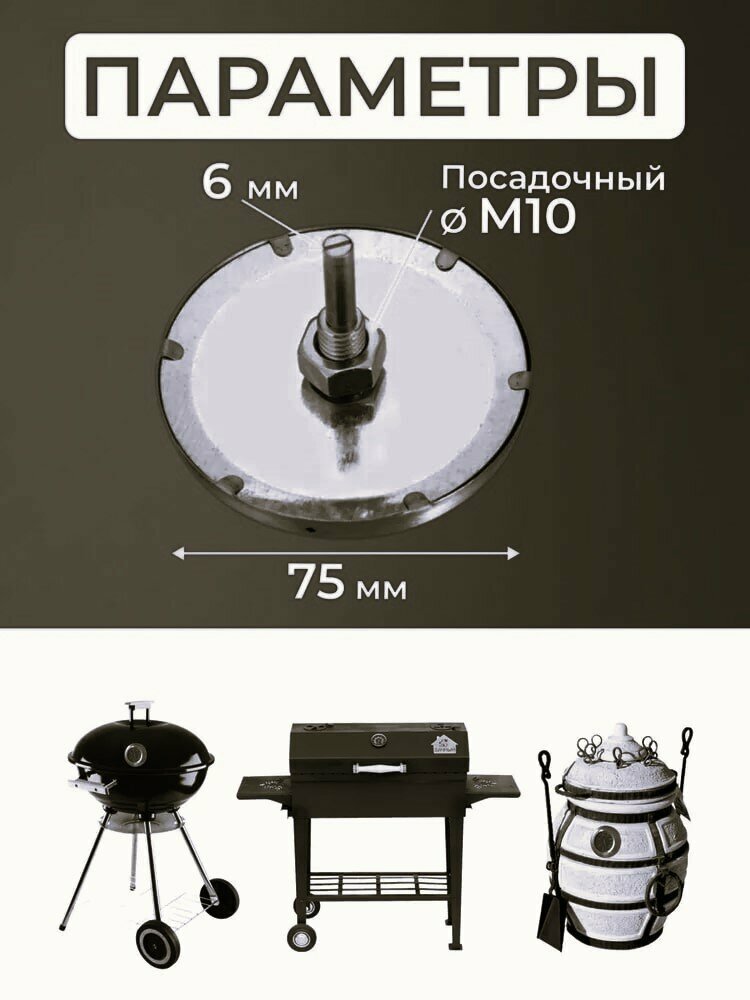 Термометр для барбекю биметаллический ТБ-BBQ, температурный диапазон от 60 до 430° С