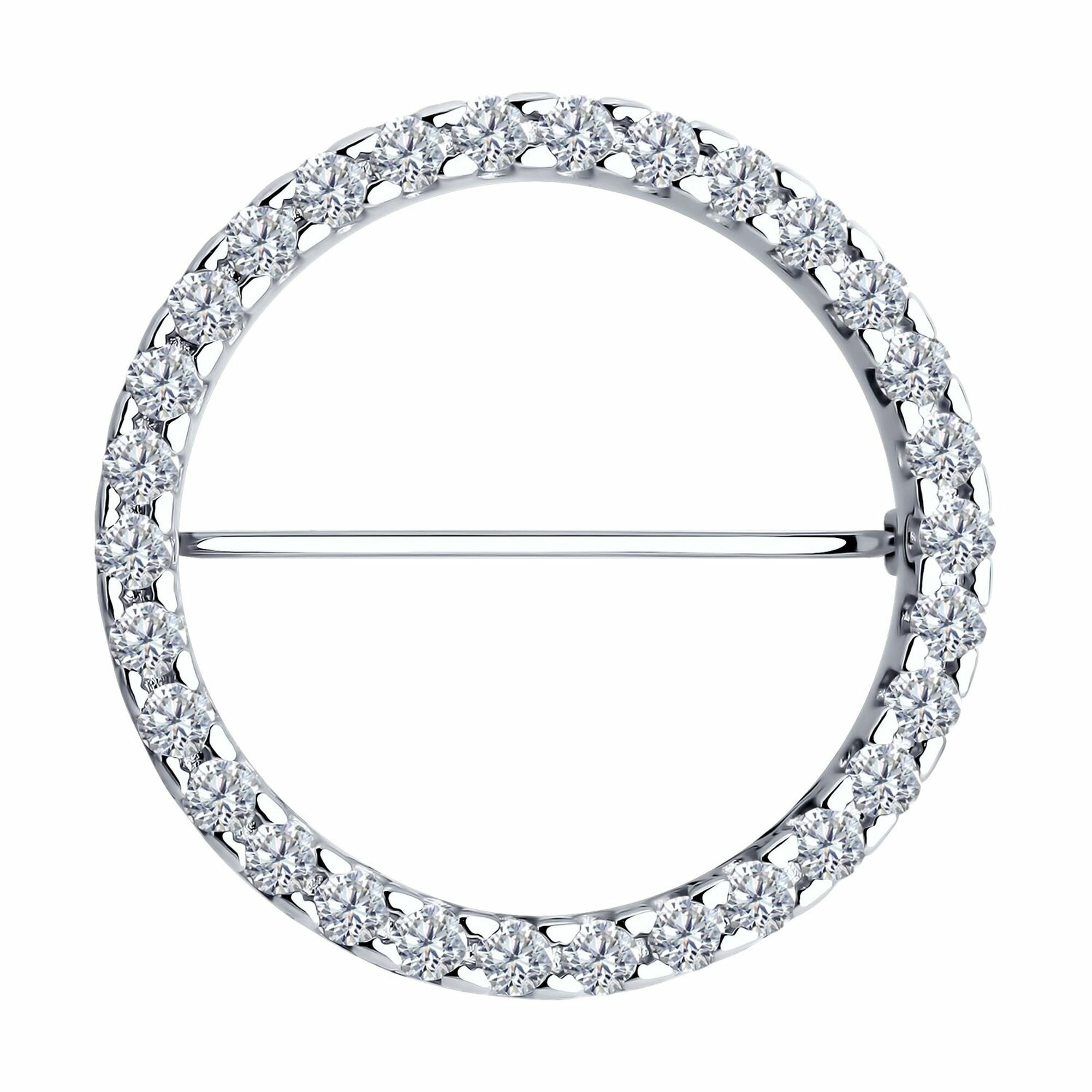 Брошь, серебро, 925 проба, родирование, фианит