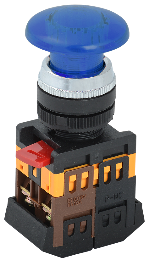 Кнопка управления AELA-22 "Грибок" d=22мм 1з+1р неон/240В синяя IEK