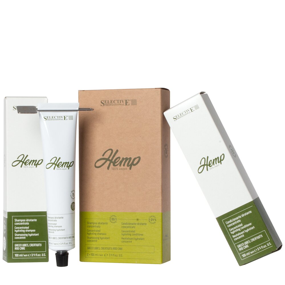 Набор Hemp Waterless шампунь-концентрат + кондиционер-концентрат 2×100 мл Selective Professional