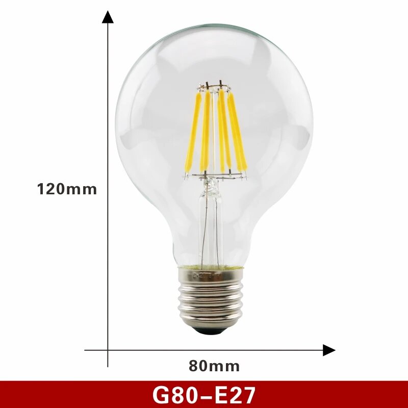 LED лампа G80 E27, Warm white, 2W