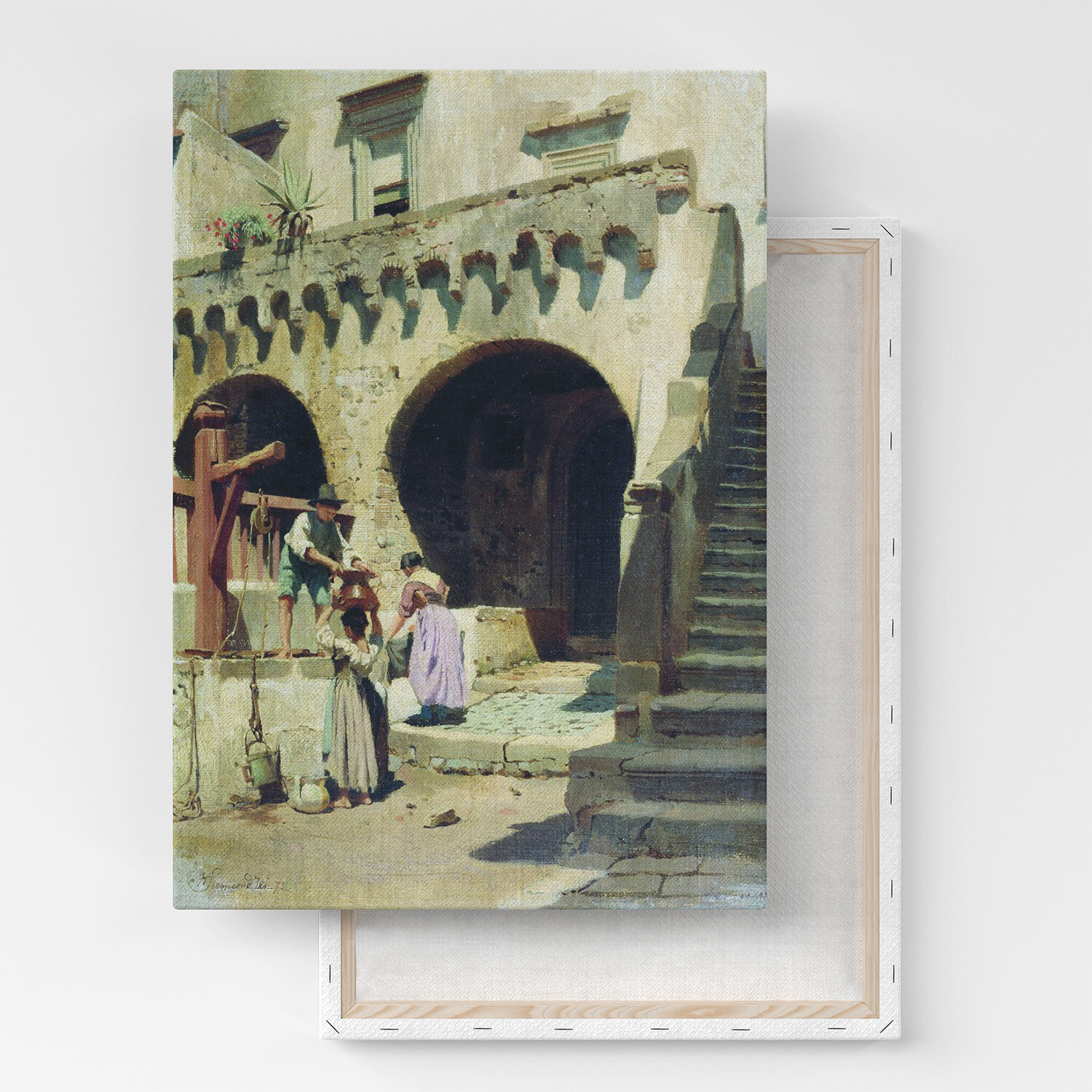 Картина на холсте, репродукция / Генрих Семирадский - Итальянский дворик / Размер 30 x 40 см