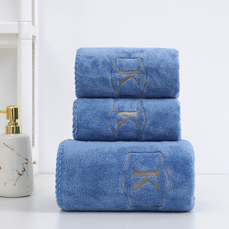 Коралловое бархатное полотенце банное полотенце костюм вышитые буквы короны толстый край впитывающий мягкий подарок