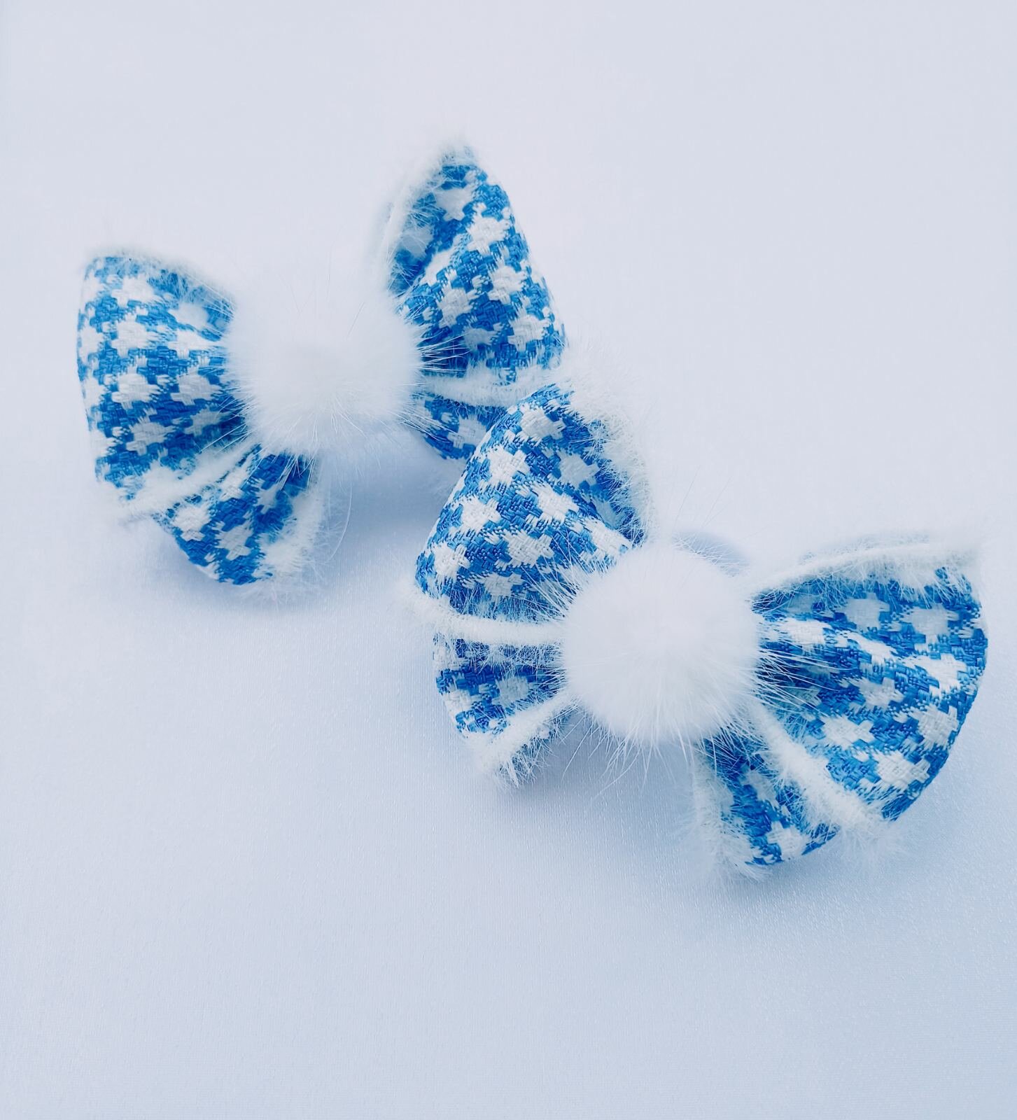 Бантики "Пушистик", для девочек, на резинках, голубой, длина 8,5 см, 2 шт