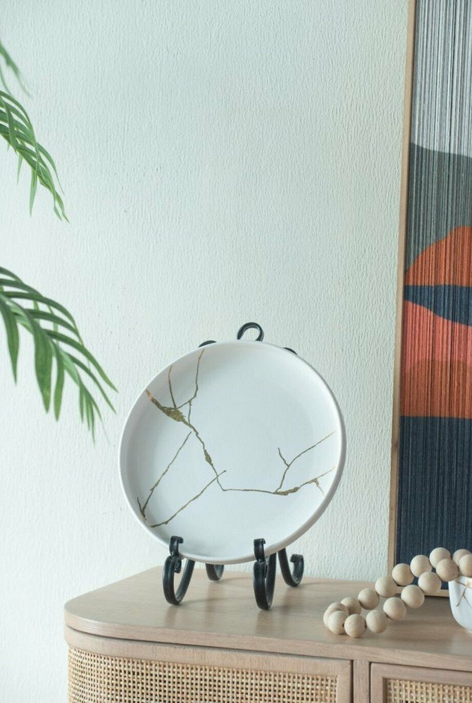 Блюдо Glasar 440005, фарфор, белое, с золотистыми прожилками, 27x27 см