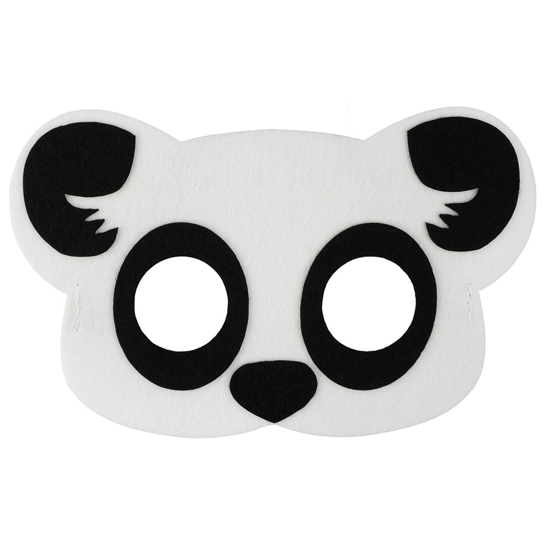 Маска карнавальная, из фетра, Панда, Белый/Черный, 18*11,8 см, 1 шт.