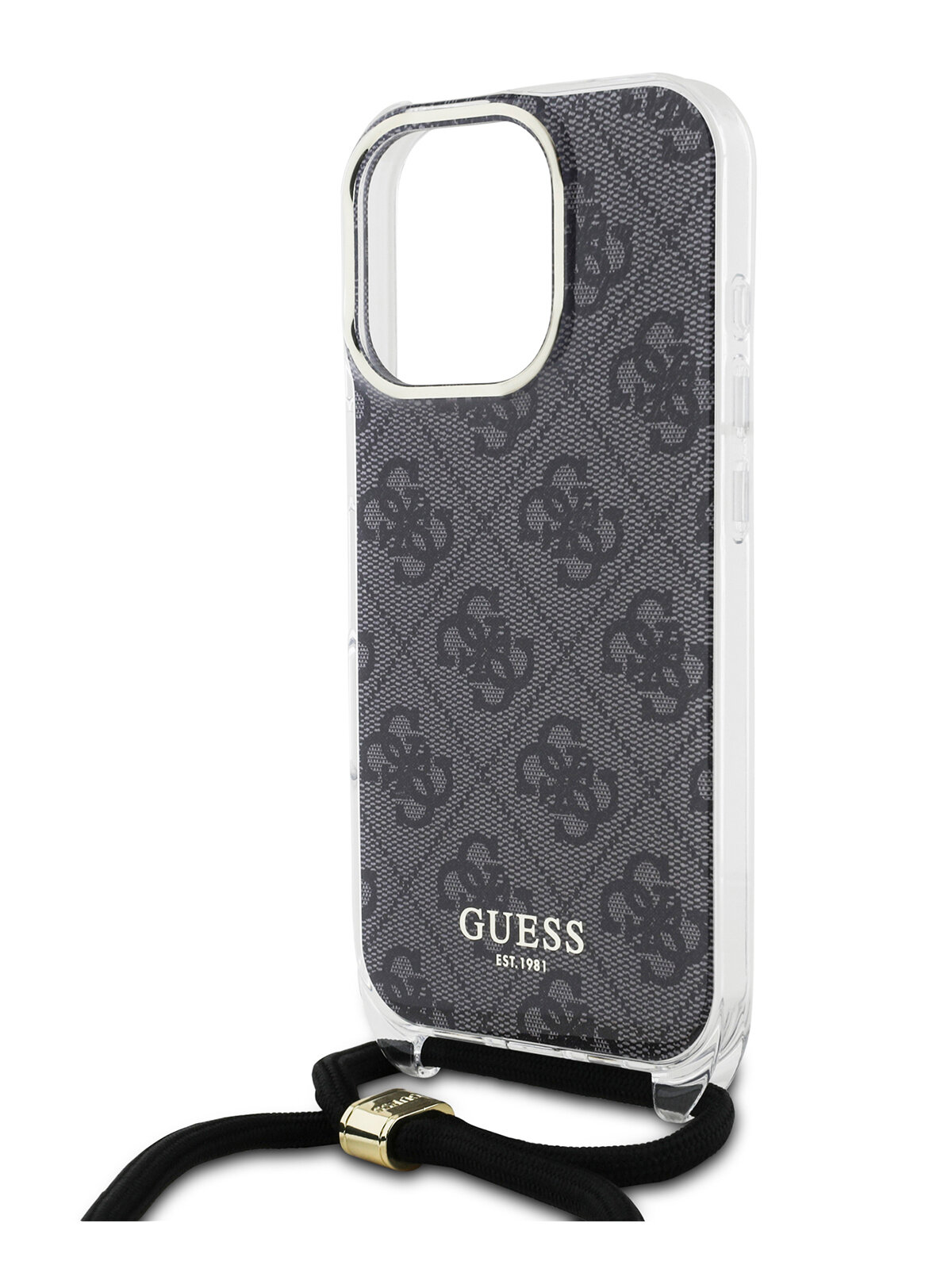 Guess для iPhone 16 Pro чехол Crossbody PC/TPU 4G Hard + Nylon cord Black