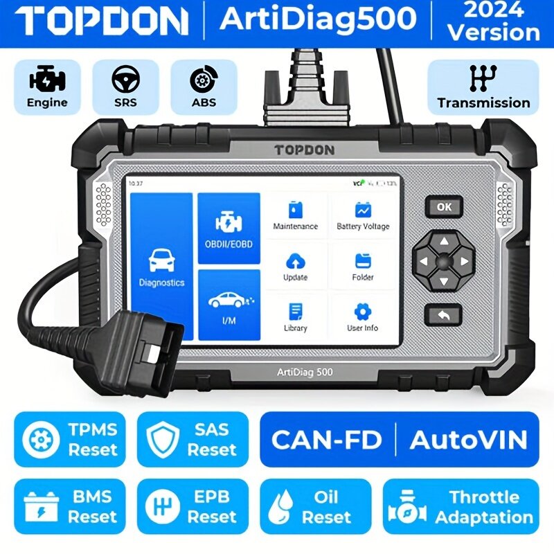 TOPDON AD500 OBD2 Сканер для автомобилей, диагностический инструмент с функциями сброса масла/SAS/Throttle/TPMS/BMS/EPB, диагностика двигателя/ABS/SRS/трансмиссии,