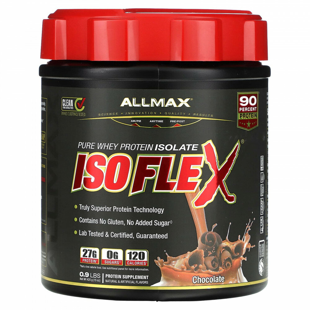 ALLMAX, ISOFLEX®, чистый изолят сывороточного протеина, со вкусом шоколада, 425 г (0,9 фунта)