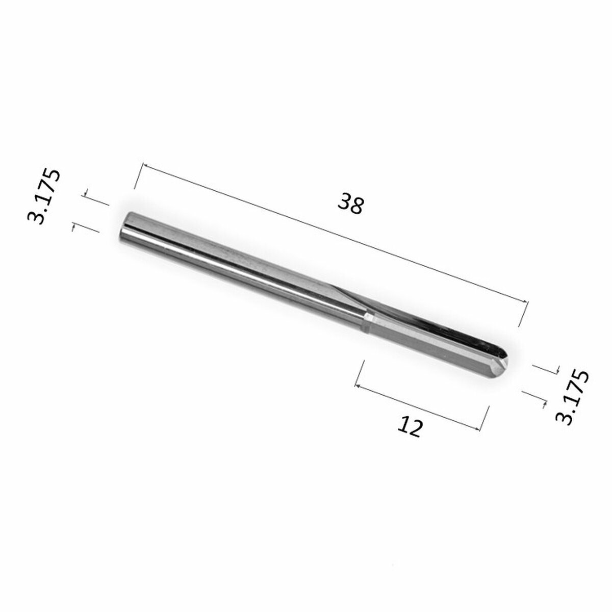 Фреза DJTOL N2ZQX3.12 прямая двухзаходная сферическая (по дереву, композиту (АКП), пластику)