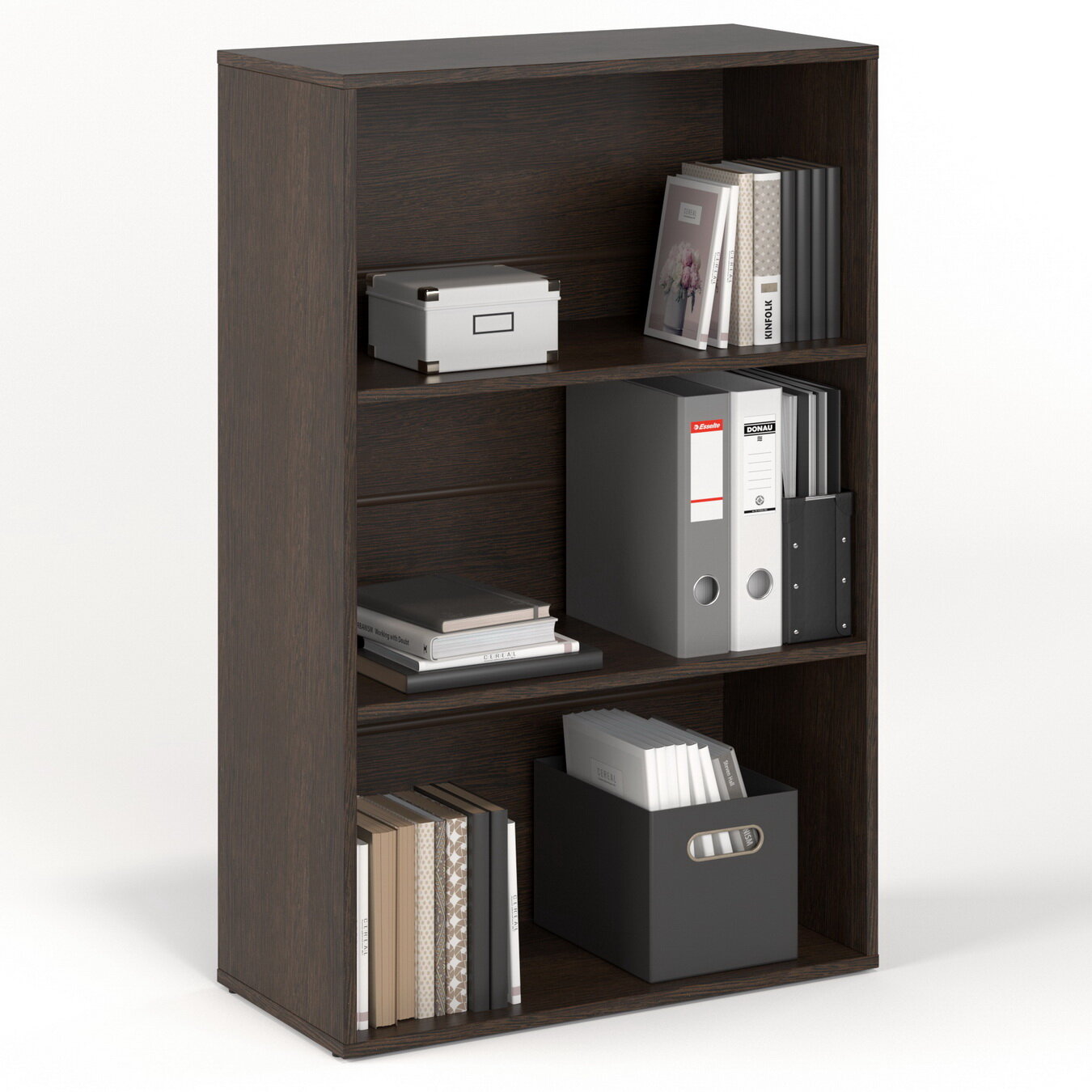 Стеллаж БАНГА-12 Венге, открытый для книг, (ВхШхГ) 108х69,8х32,6 см, ЛДСП