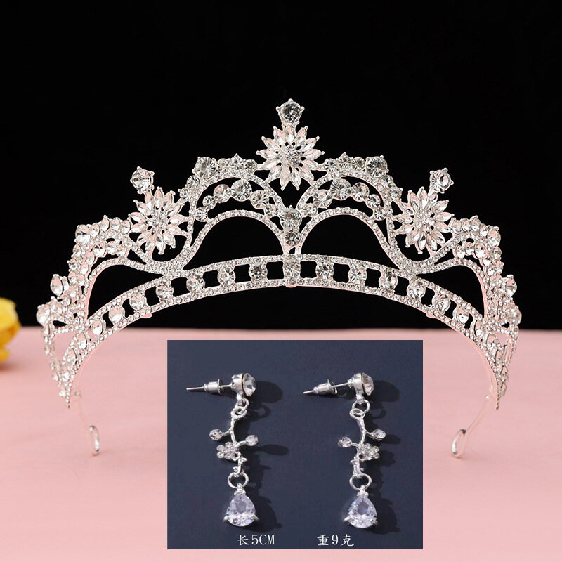 Свадебная корона, горный хрусталь и жемчуг, серебристая