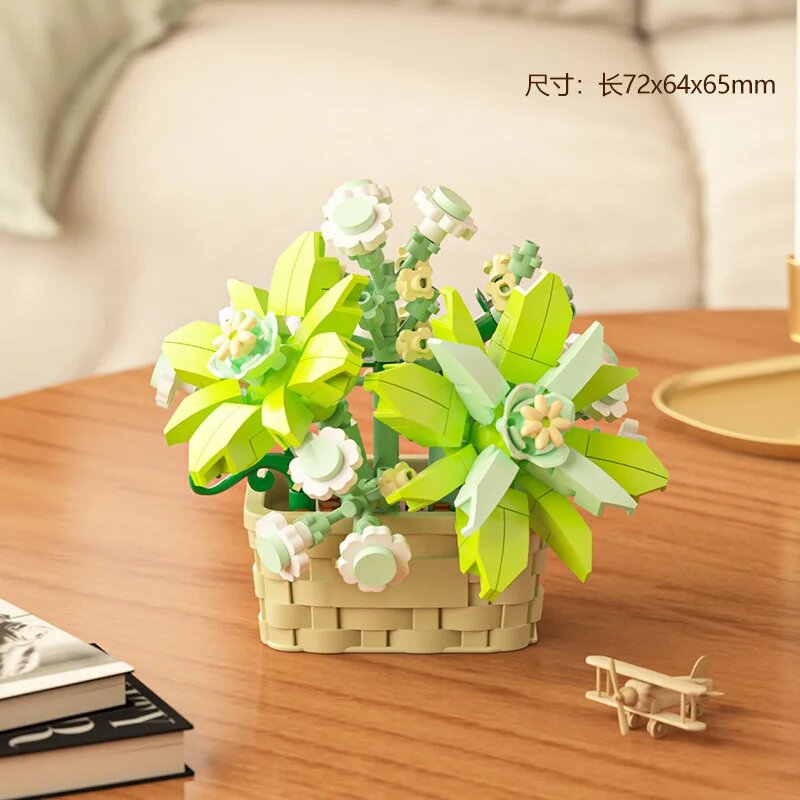 Мини-конструктор цветы в корзинке, 206pcs, No Box