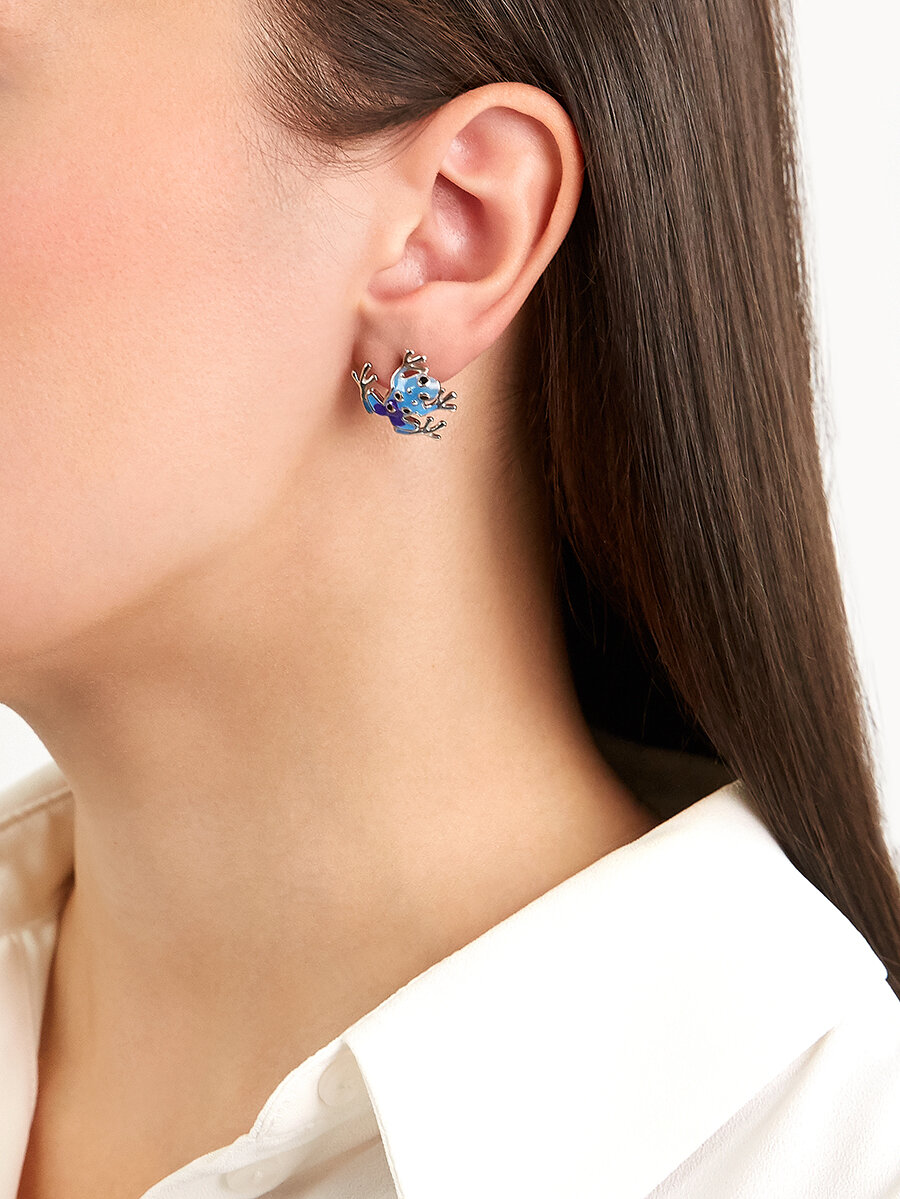 Серьги, серебро, 925 проба, родирование, эмаль