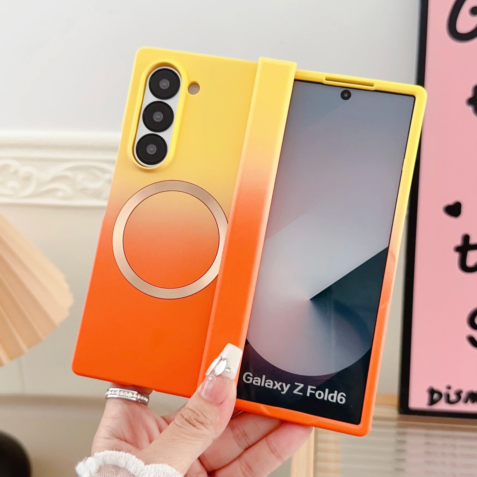 Чехол для Samsung Galaxy Z Fold3, оранжевый градиент, MagSafe