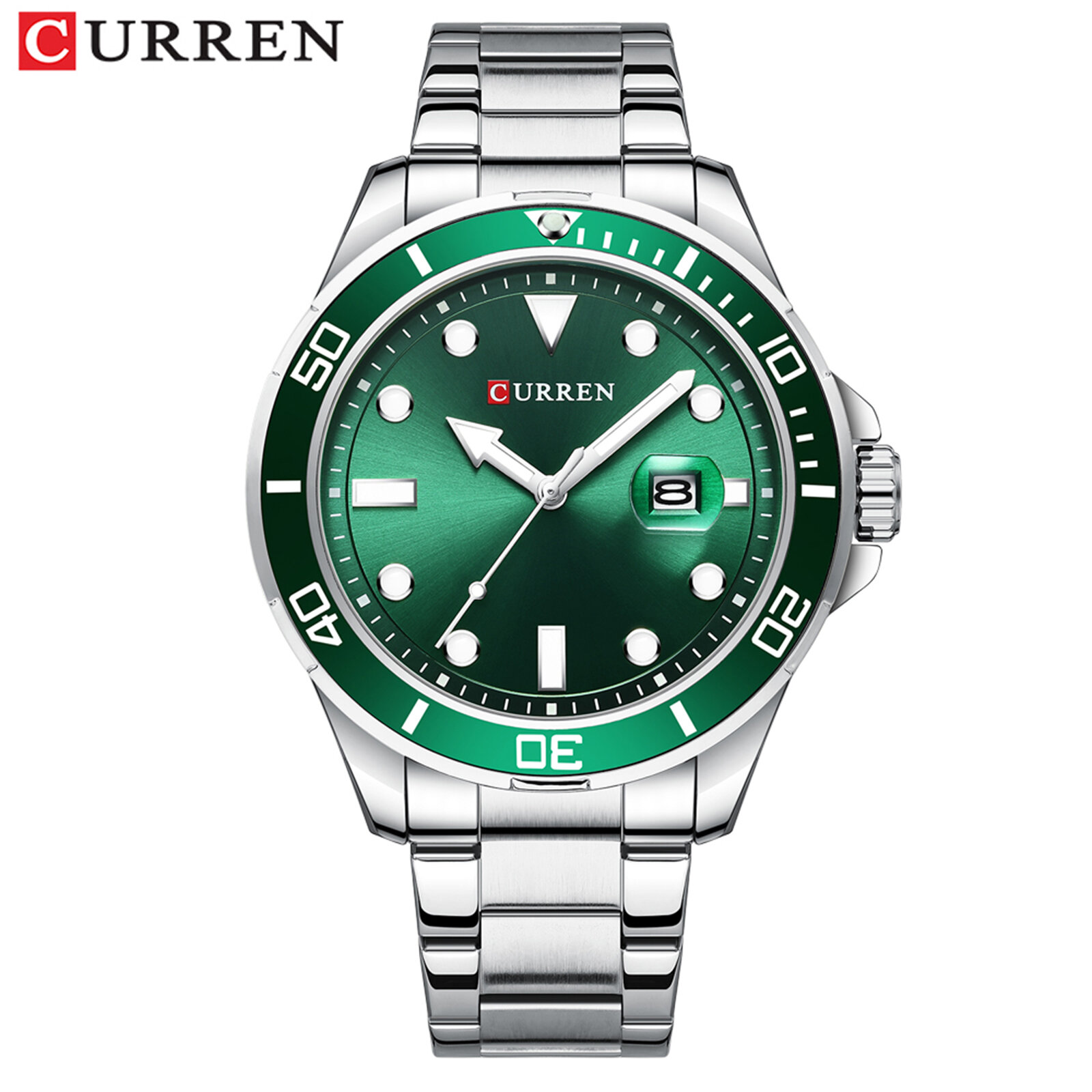 CURREN Men Quartz Watch Classic Male Fashion Wrist with Stainless Steel Band Luminous Analog 3ATM Waterproof Calendar