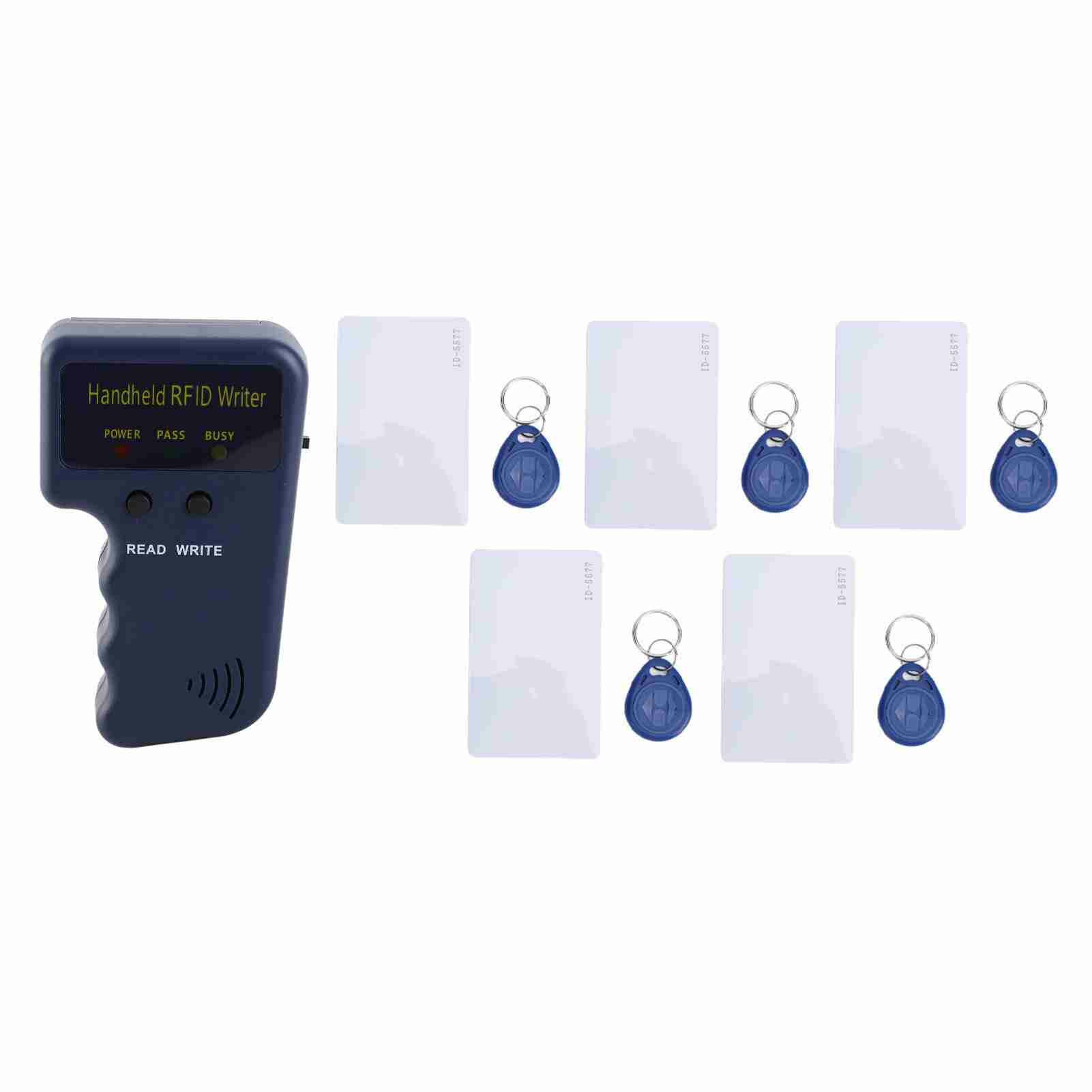 Портативный копировальный аппарат для карт памяти 125 кГц, дубликатор и клонер бесконтактных карт, в комплекте 5 брелоков T5577 и 5 карт T5577.