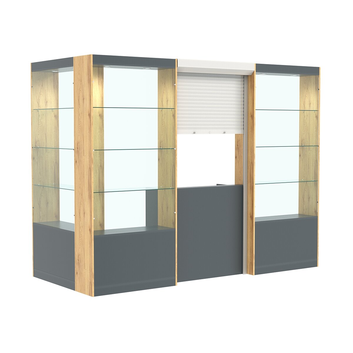 Угловой павильон №2-3П (3,24 кв. м), Темно-серый и Дуб Золотистый