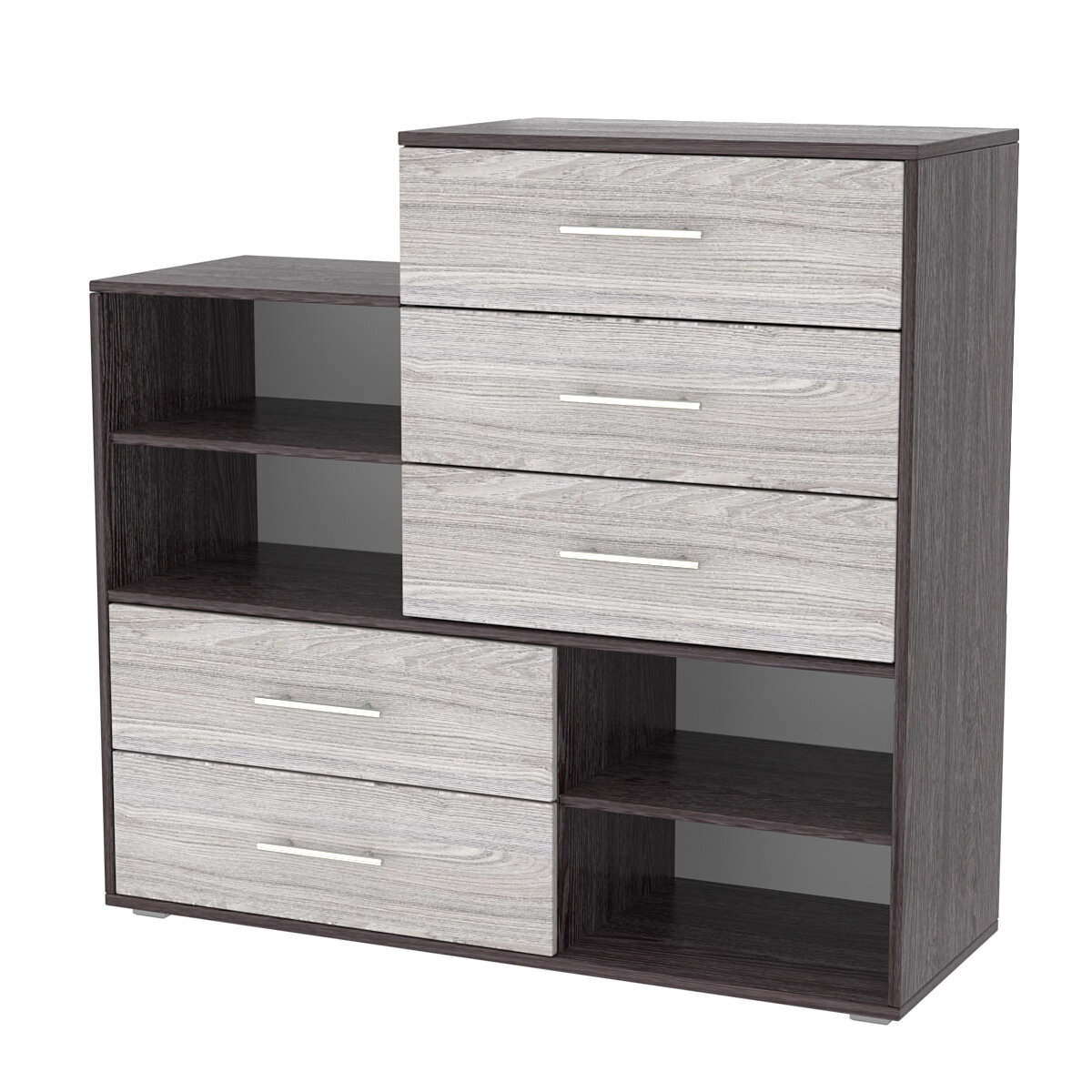 Комод вектор КВ-03, Ясень Анкор темный + Ясень Анкор светлый