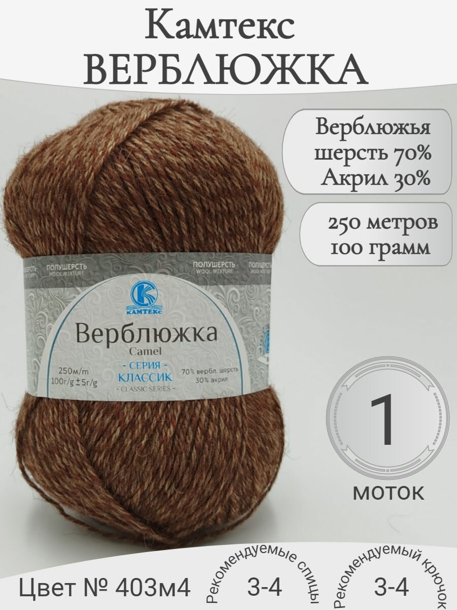 Пряжа Верблюжка Камтекс, 403 меланж 4 (1 моток)