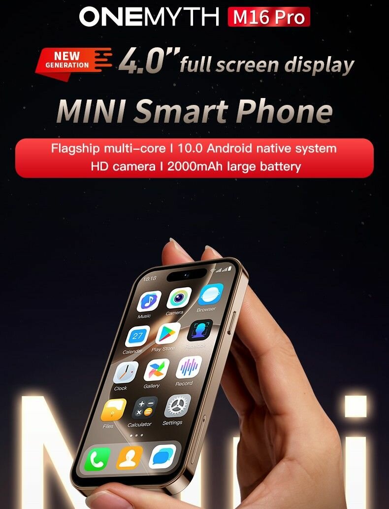 Мини - смартфон M16 Pro с 4,0 - дюймовым экраном с двойной картой, ультратонкая четырехъядерная резервная копия на русском языке