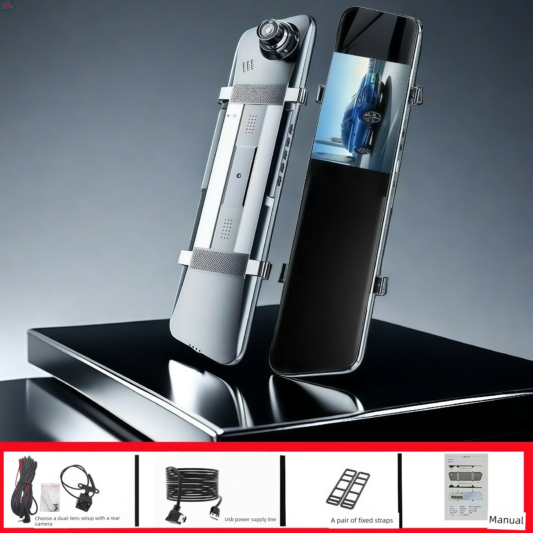 1080P HD IPS автомобильная видеорегистратор с памятью 32 ГБ, одиночная камера, экран 4 дюйма, USB питание